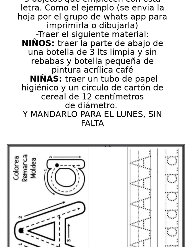 Tarea de la letra A para niños | PDF