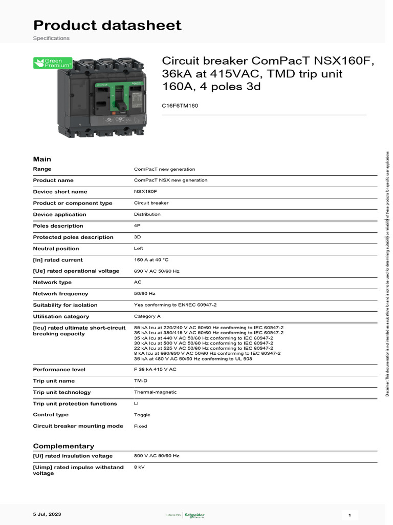 ComPacT NSX - New Generation - C16F6TM160 | PDF | Alternating Current ...