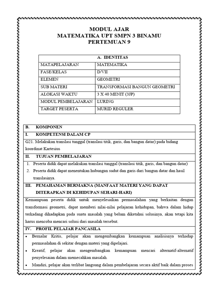 Modul Ajar Transformasi | PDF