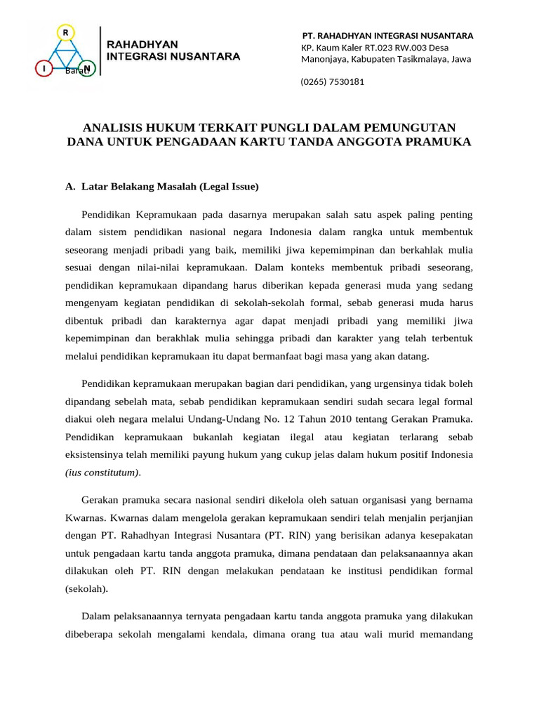 Analisis Hukum Terakait Adanya Pungli Terhadap Pemungutan Dana Untuk Pembuatan Kartu Tanda ...