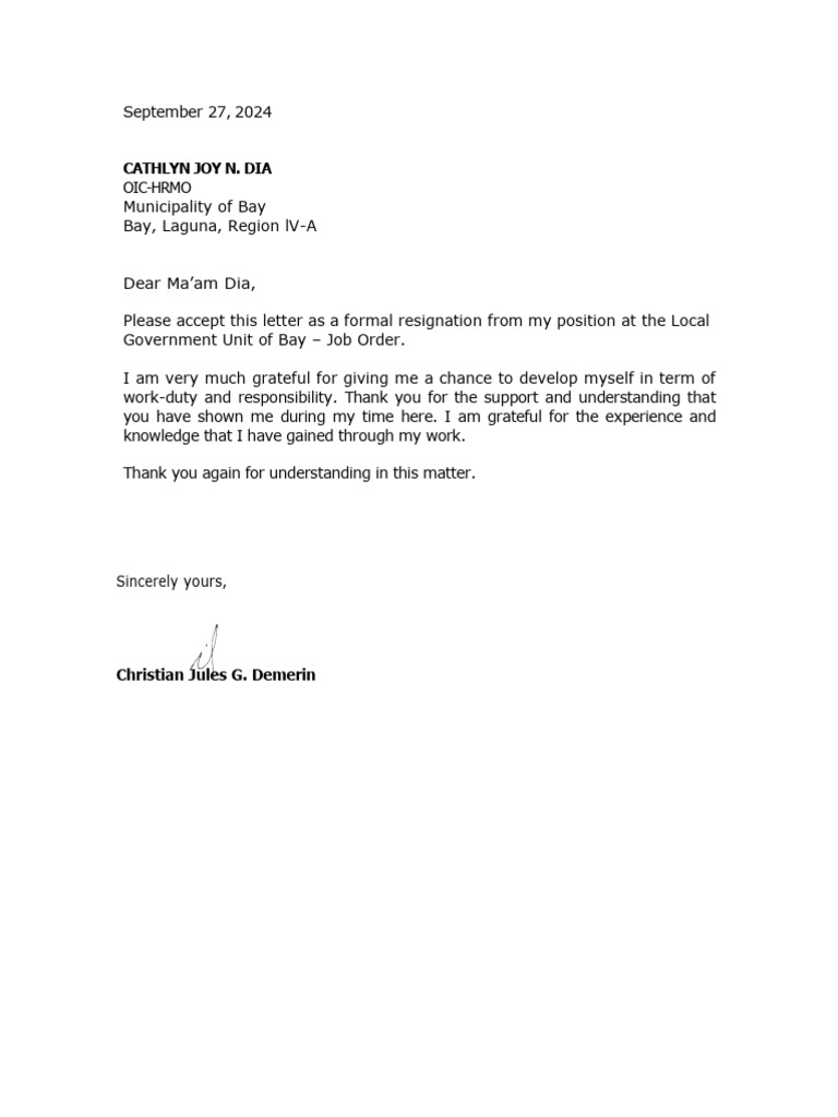 Christian Resignation Letter | PDF