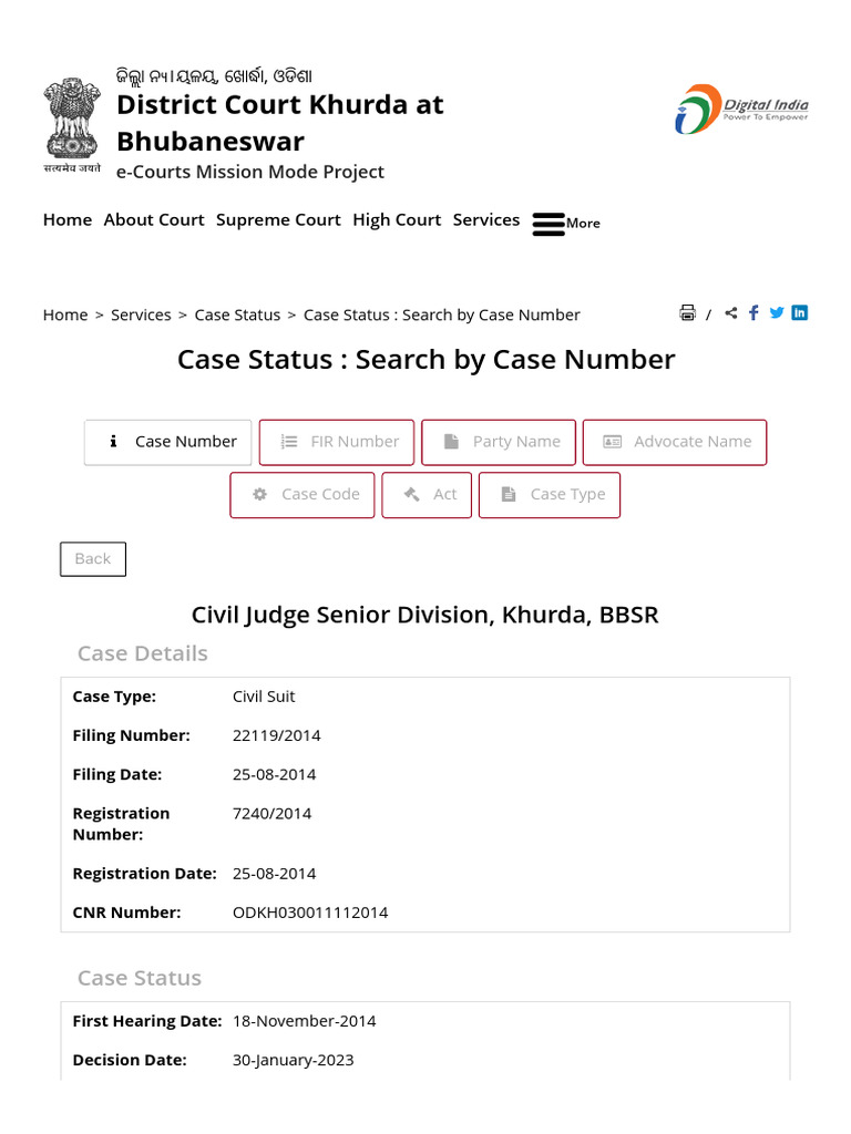 Civil Case Status: Khurda Court | PDF | Courts | Public Law