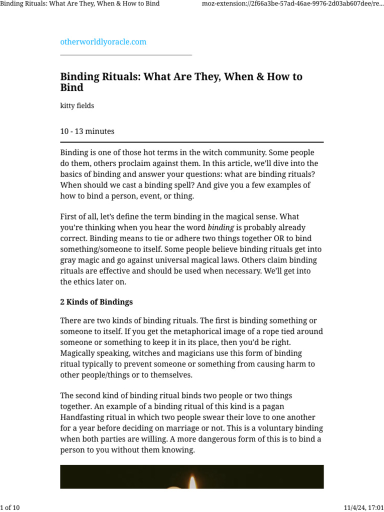 Binding Rituals - What Are They, When & How To Bind | PDF | Witchcraft | Knot