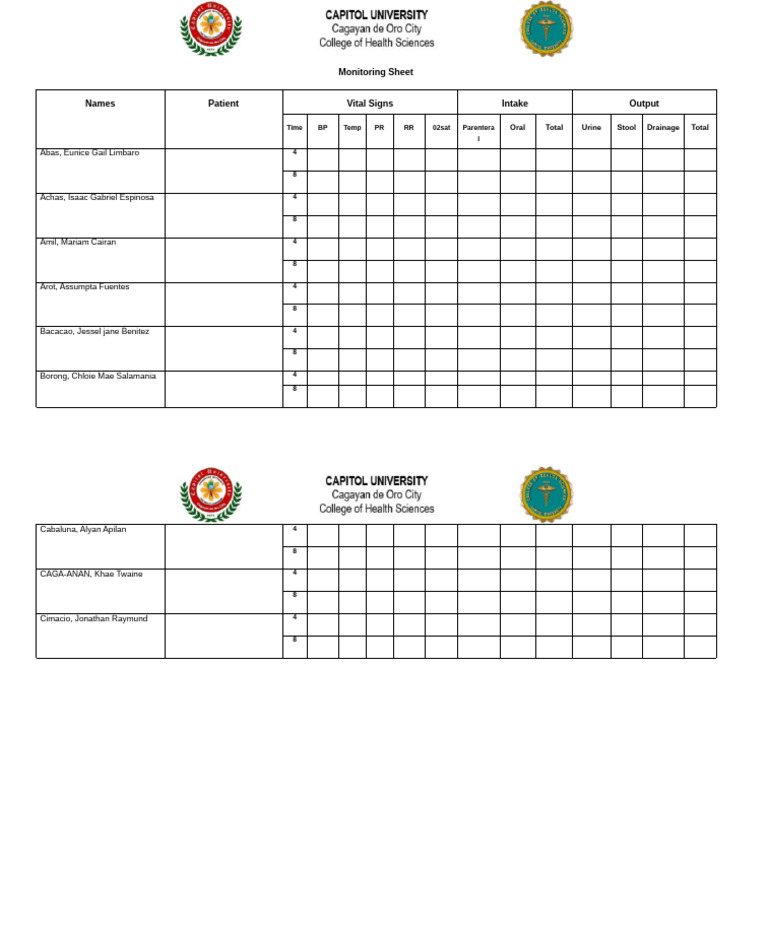 Monitoring Sheet | PDF