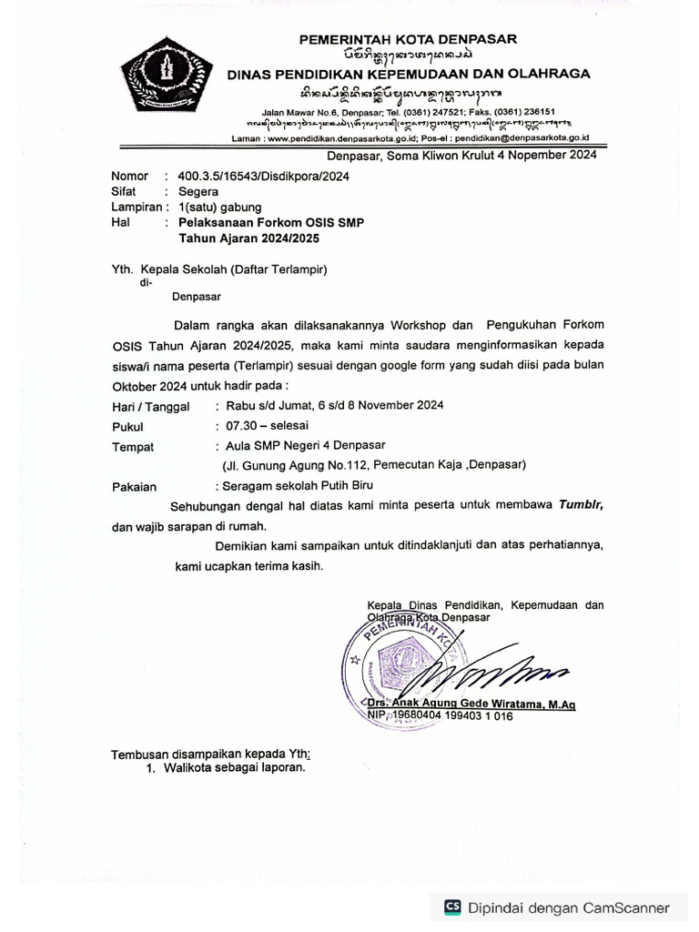 Undangan Forkom Osis | PDF