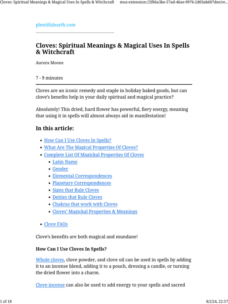 Cloves - Spiritual Meanings & Magical Uses in Spells & Witchcraft | PDF ... Cloves - Spiritual Meanings & Magical Uses in Spells & Witchcraft | PDF ...