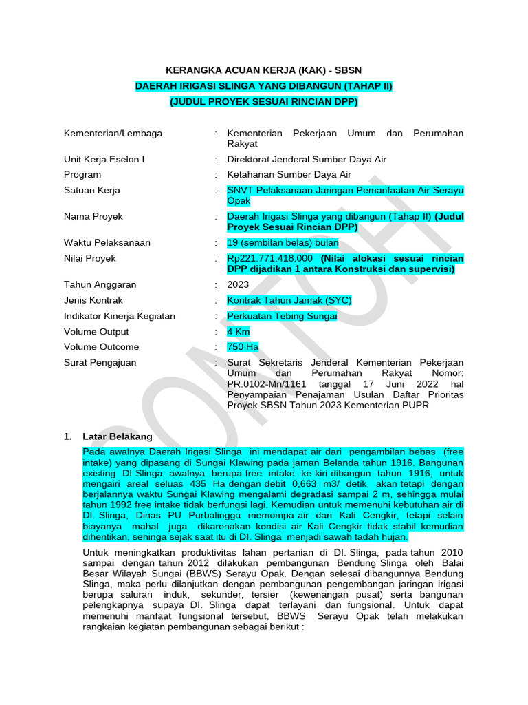 Contoh KAK DSKP | PDF