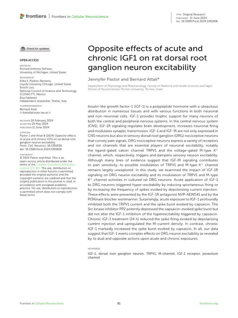 Opposite Effects of Acute and Chronic IGF1 On Rat | PDF | Insulin Like ...