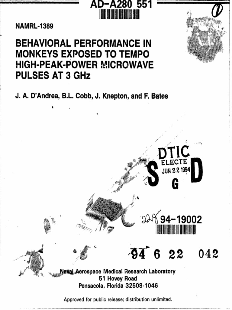 Behavioral Performance in Monkeys Exposed To Tempo | PDF | Microwave ...