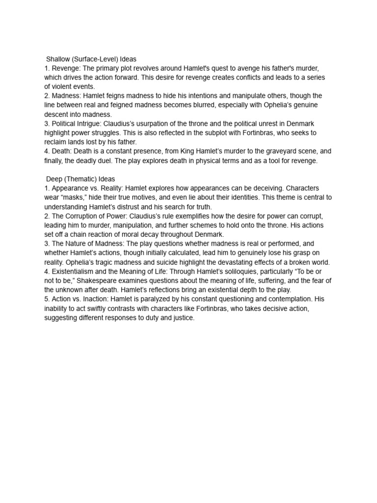 Hamlet Notes | PDF | General Fiction