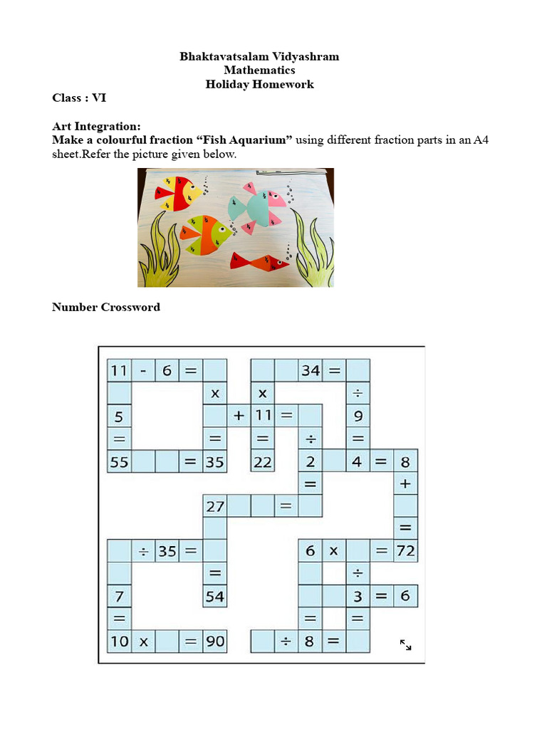 6std Holiday HW Maths | PDF | Art