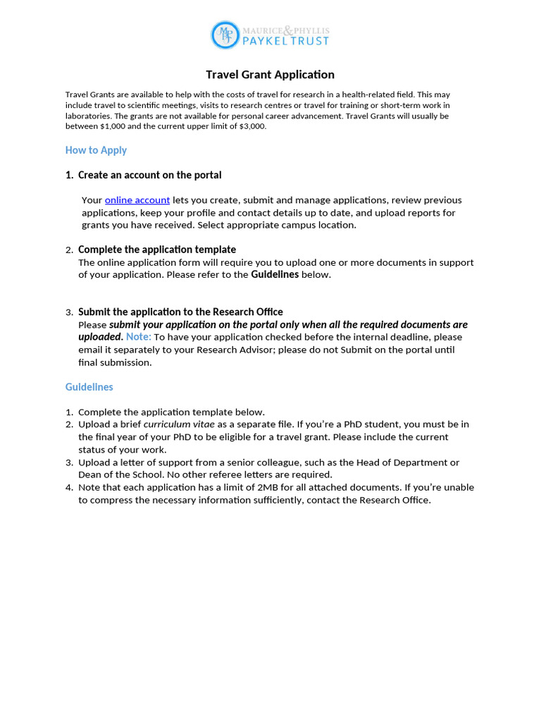 Travel Grant Application Guidelines | PDF | Doctor Of Philosophy
