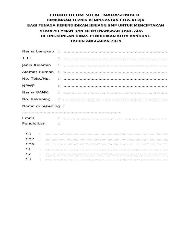 Format CV Narsum | PDF