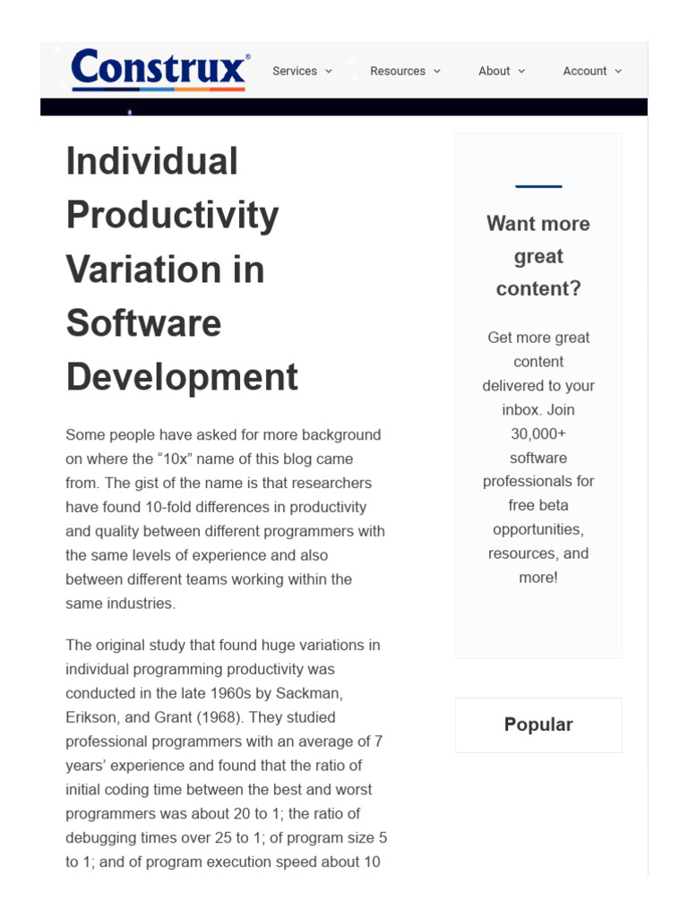 Productivity Variations Among Software Developers and Teams The Origin ...