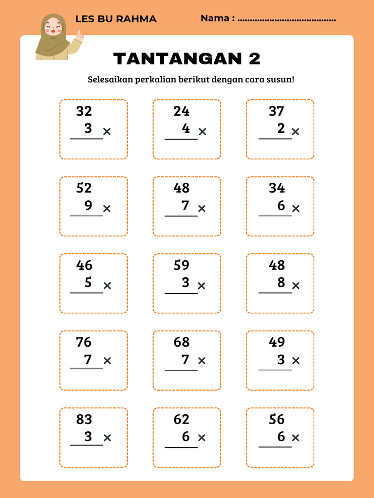 Worksheet Perkalian Susun SD | PDF