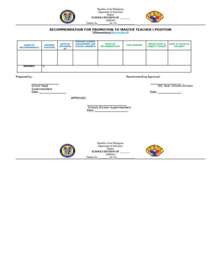 Recom For Master Teacher | PDF