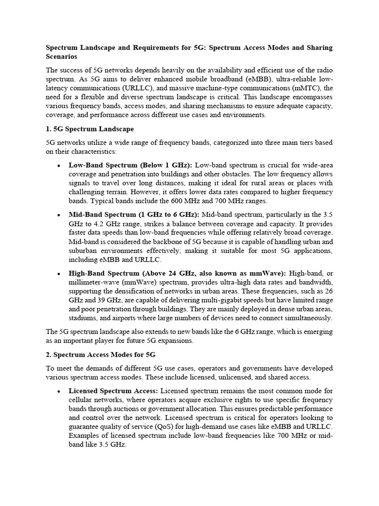 Spectrum Landscape and Requirements For 5G | PDF | Radio Spectrum ...