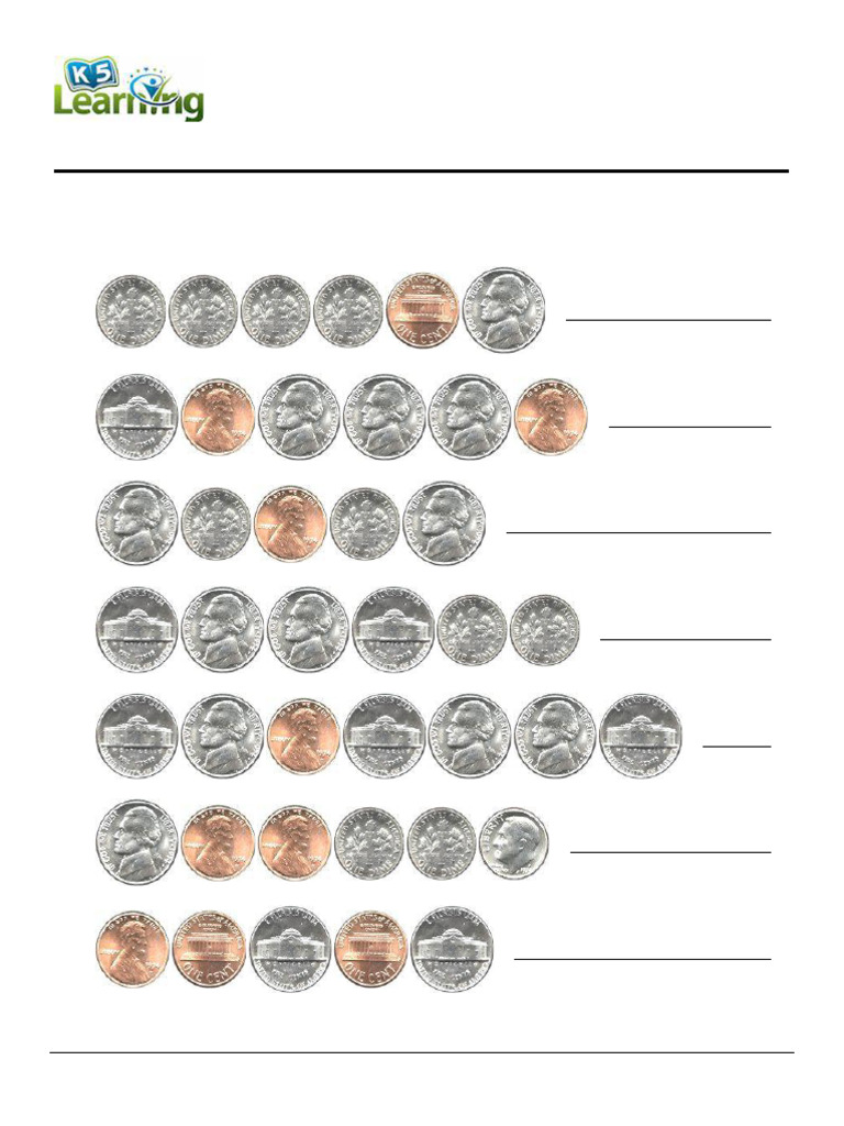 Grade 1 Counting Money Pennies Nickels Dime | PDF