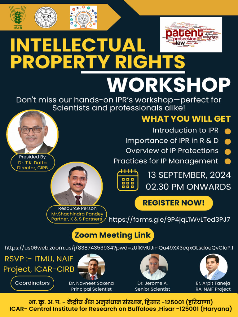 ICAR-CIRB ITMU IPR Sept 2024 Workshop Invitation | PDF