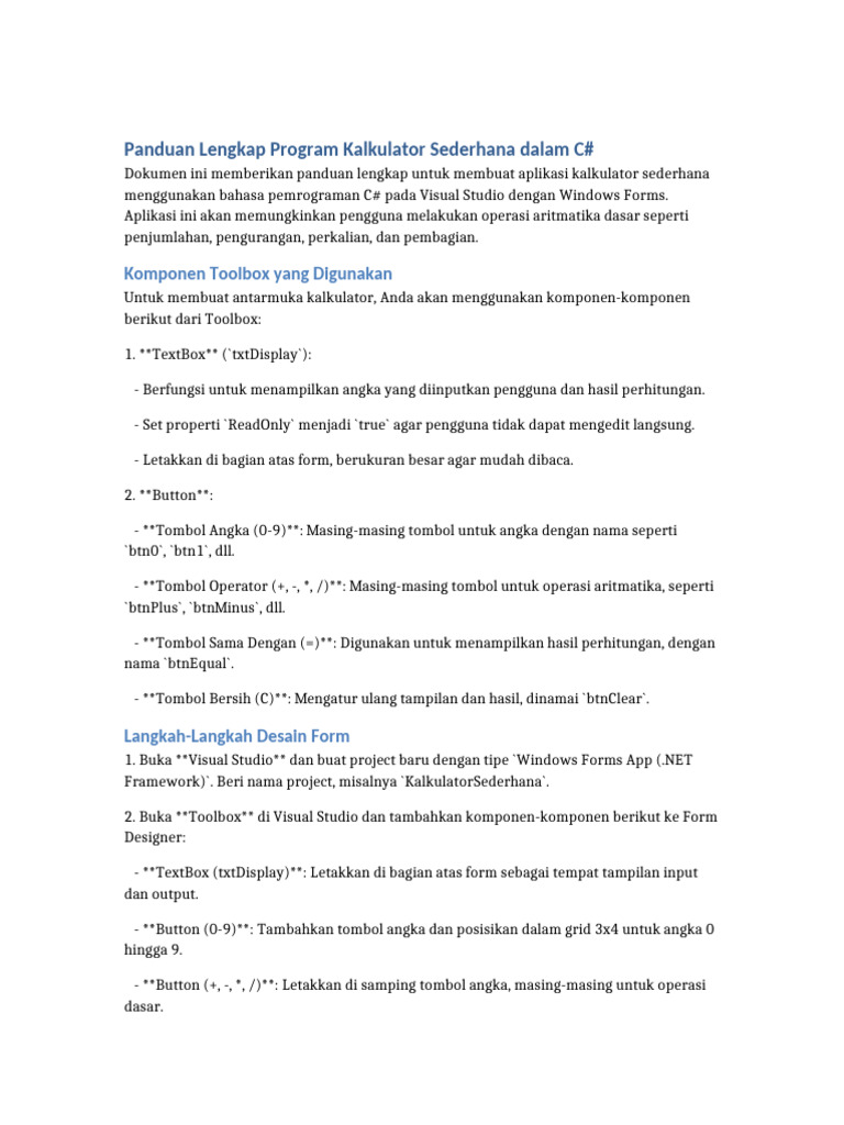 Kalkulator Sederhana Lengkap | PDF