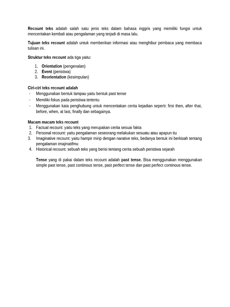 Penjelasan Teks Recount Akred | PDF