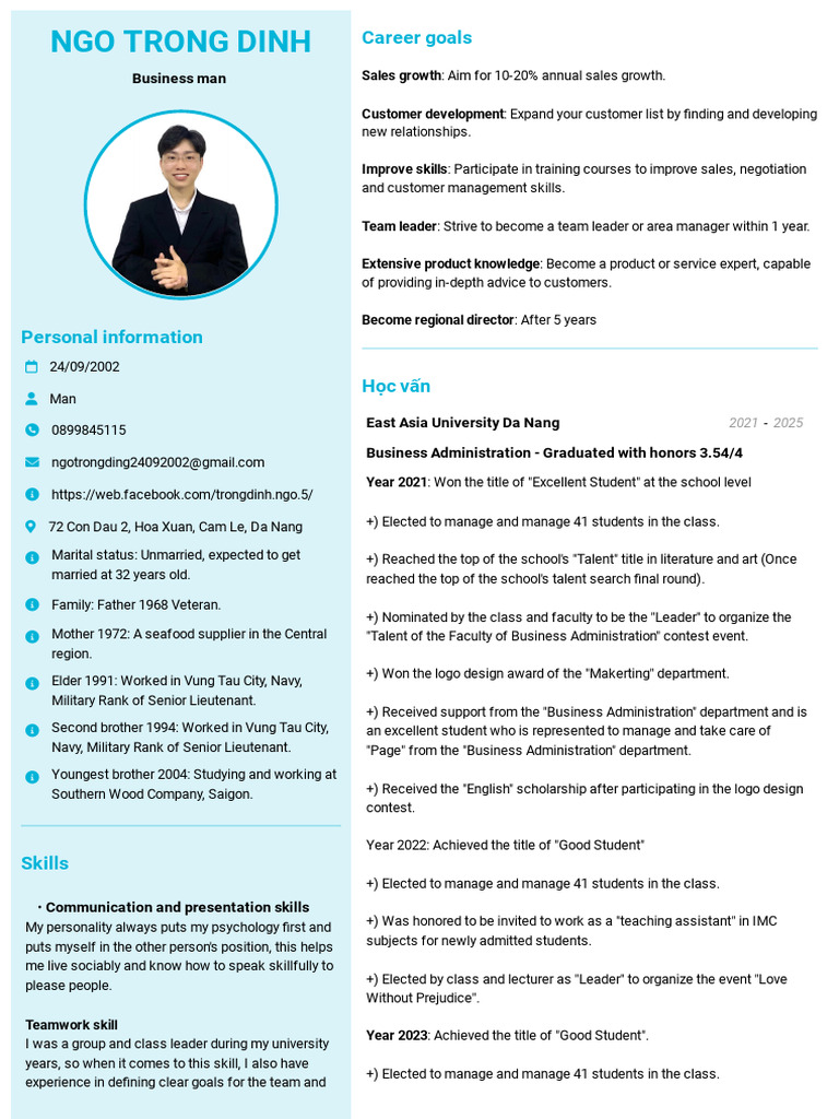 Cv Ngo Trong Dinh - Ngô Trọng Dinh (Quản Trị Kinh Doanh) -Topcv.vn ...
