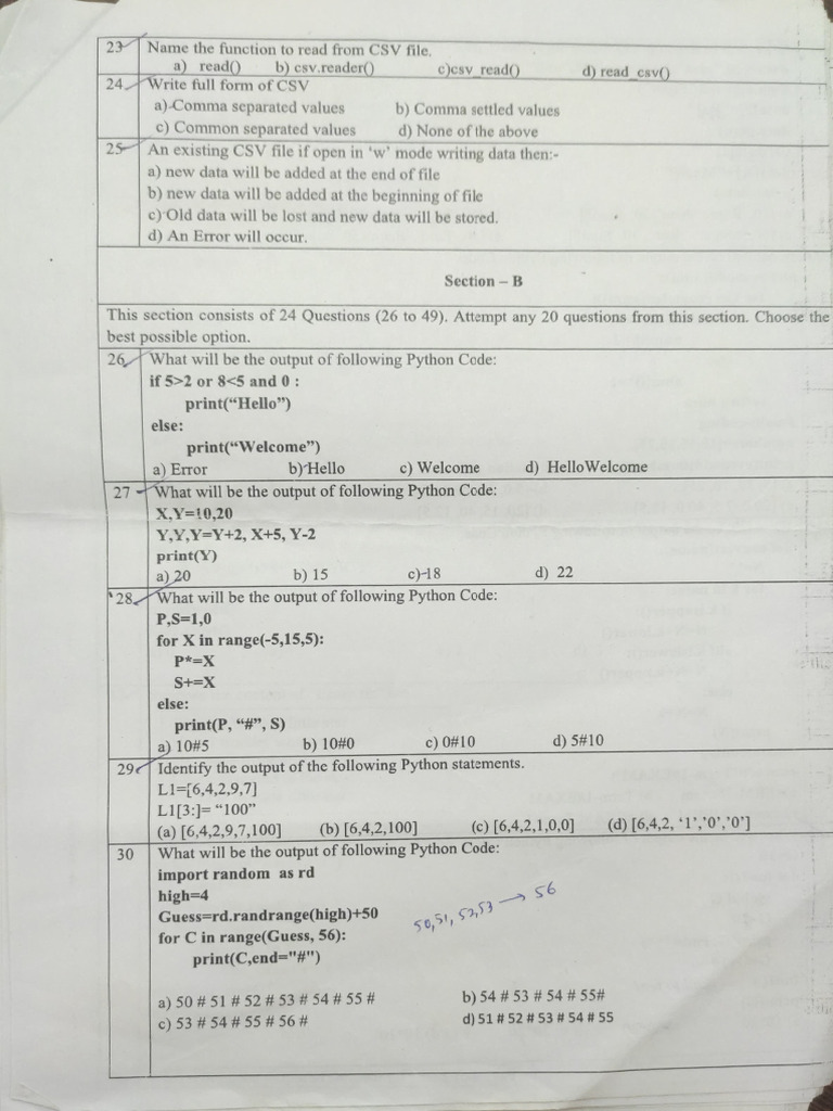 Sample Paper Cs Xii | PDF | Comma Separated Values | Computing