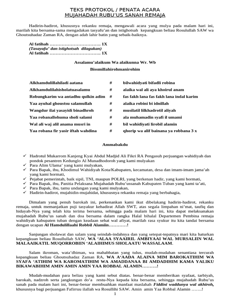 Mujahadah Remaja: Doa & Syukur | PDF
