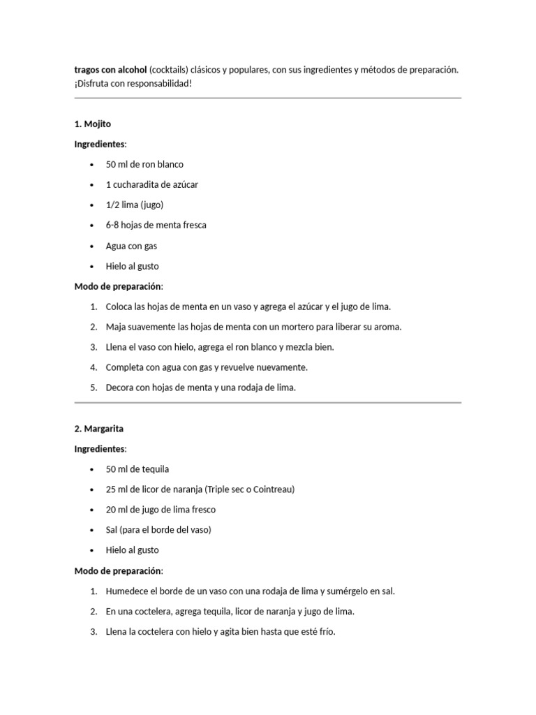 Tragos Con Alcohol | PDF | Bebidas alcohólicas | Bebida