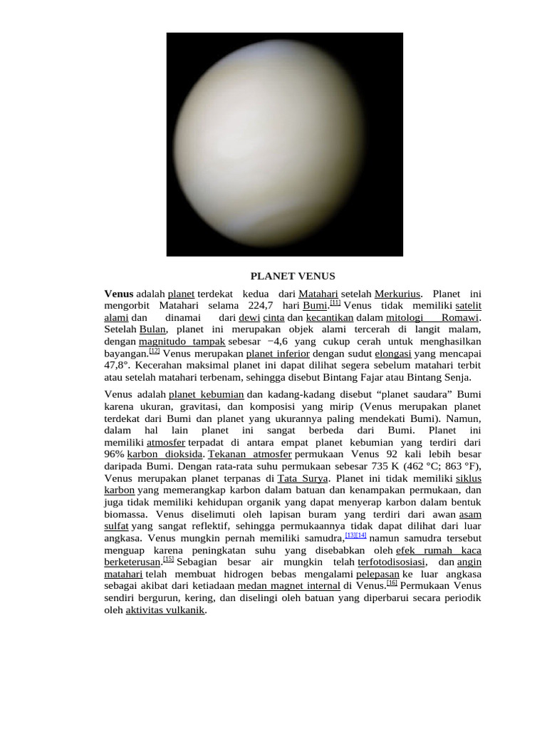 Karakteristik dan Suhu Planet Venus | PDF