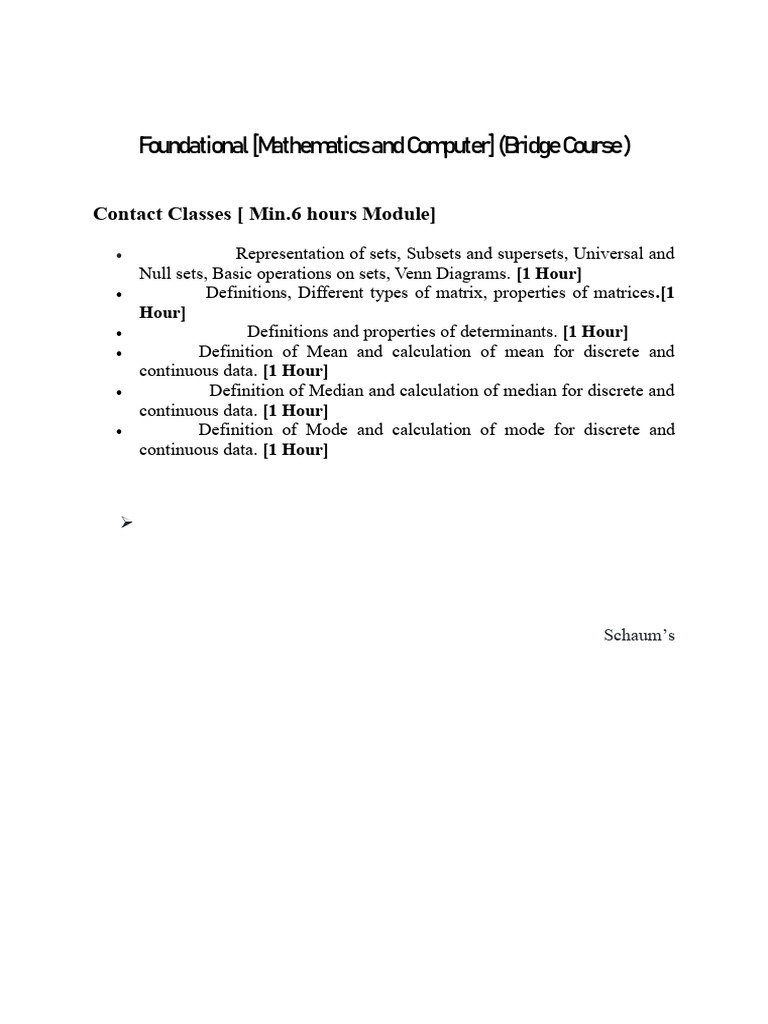 Foundational Mathematics Computer | PDF | Determinant | Mean