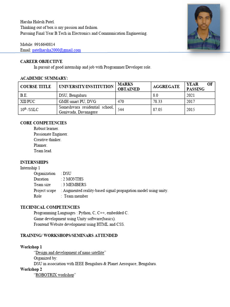 Engineering Resume Harsha | PDF | Computing | Computer Science