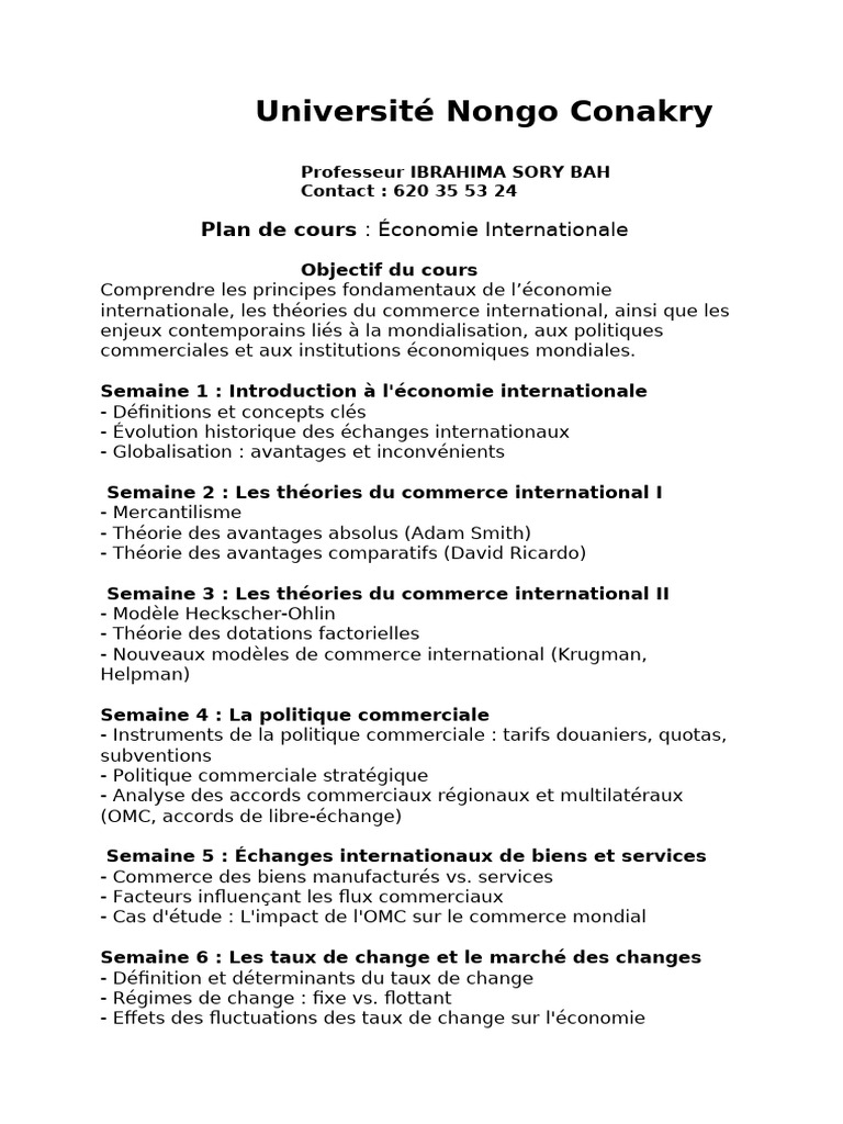 Cours d'Économie Internationale | PDF | Économie | Échange international