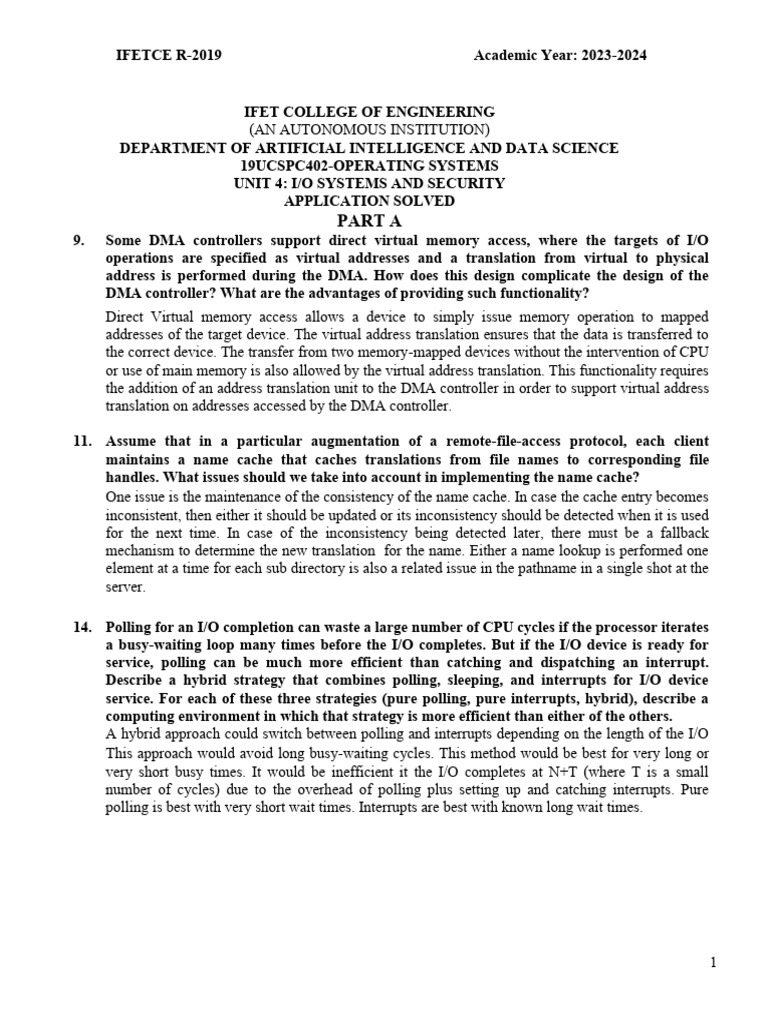 10 - 19UCSPC402 - A - 6 - 27unit - 4 - QB Application Solved (OS) | PDF | Input/Output ...