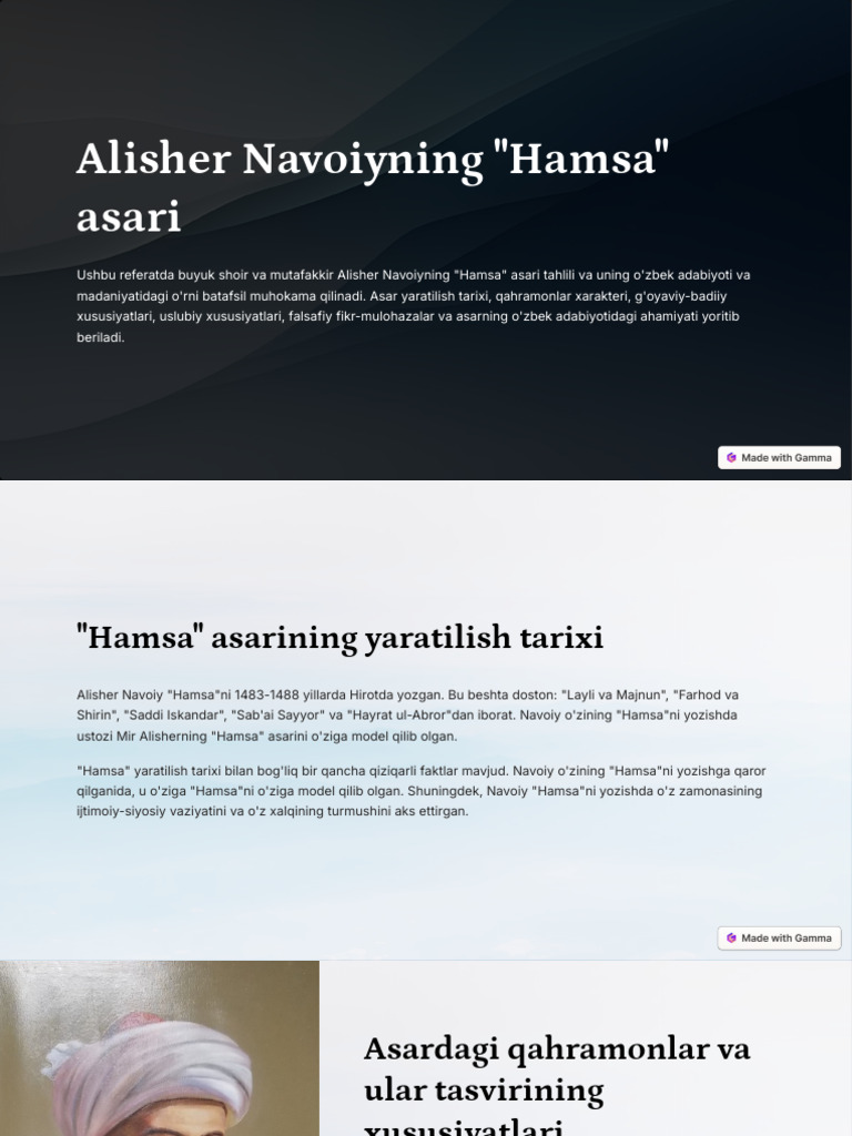 Alisher Navoiyning Hamsa Asari | PDF