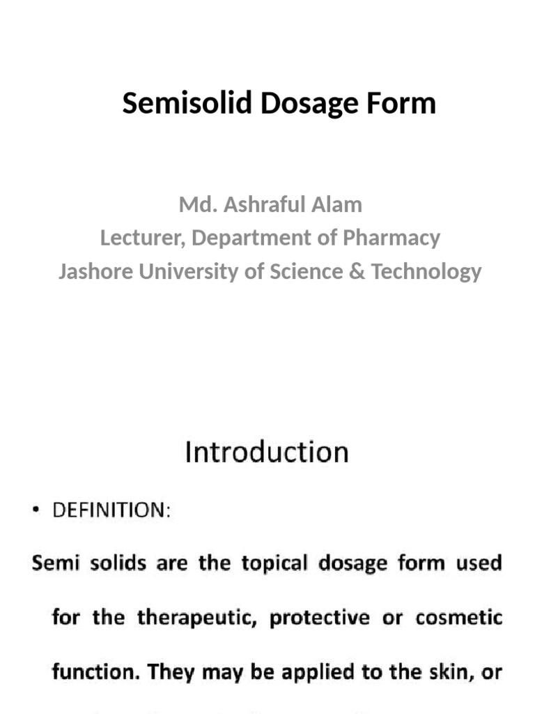 Lecture - Semisolid Dosage Form-1 (Autosaved) | PDF | Self-Improvement ...
