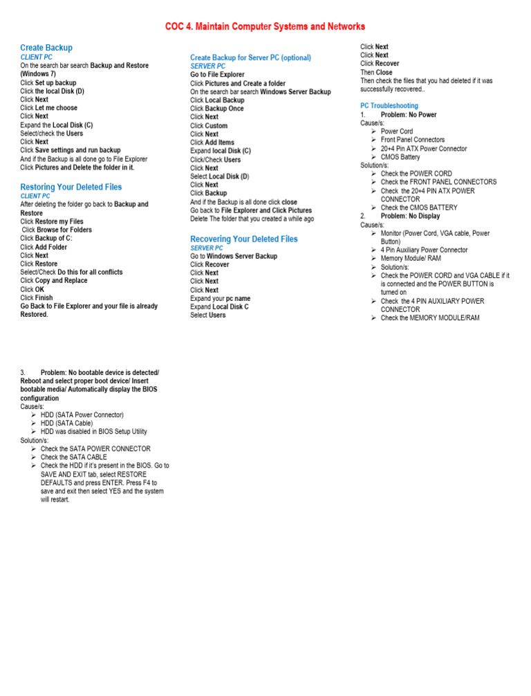 COC 4 Steps For Backup 2024 | PDF | Bios | Computer File