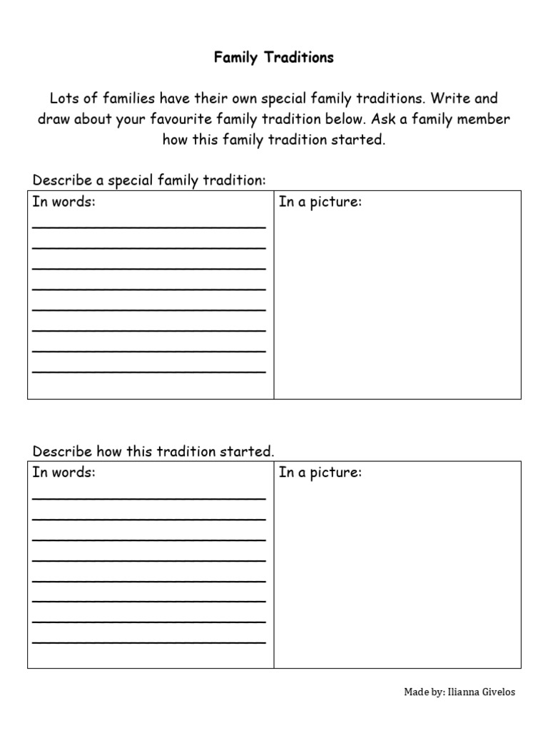 Family Tradition Exploration Activity | PDF | Lifestyle