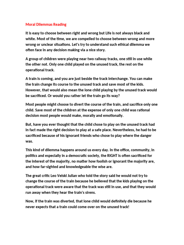 Moral Dilemmas Reading 10 | PDF | Social Science