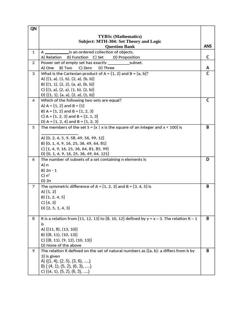 SYBSc Set Theory and Logic | PDF | Set (Mathematics) | Formalism (Deductive)