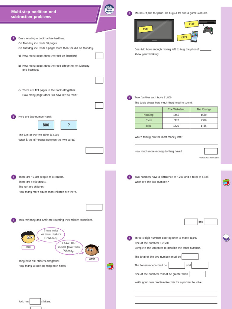 Y5 Autumn Block 2 Wo5 Multi Step Addition and Subtraction Problems 2019 ...