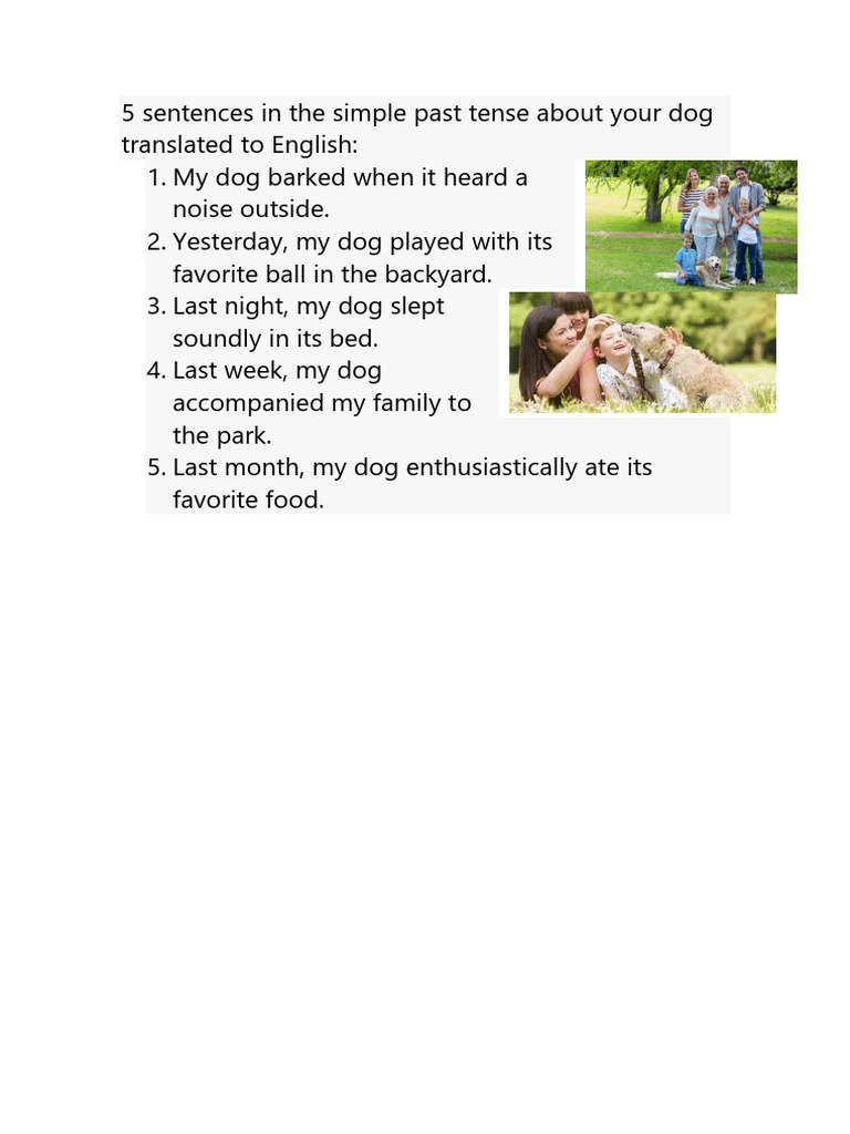 Five Past Tense Sentences About Dogs | PDF | Mystery, Thriller & Crime ...