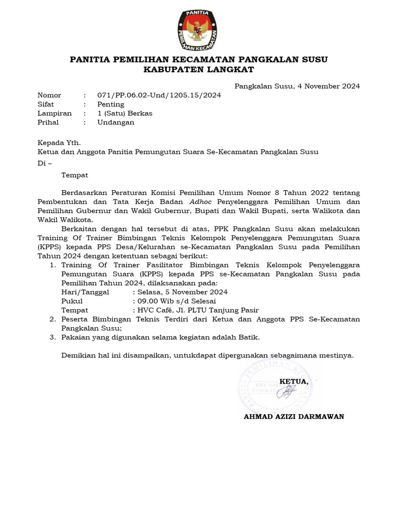071 - Undangan TOT KPPS Kepada PPS | PDF