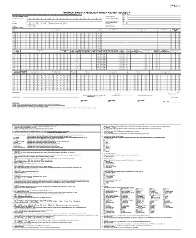 Template Unggah Formulir F101 | PDF