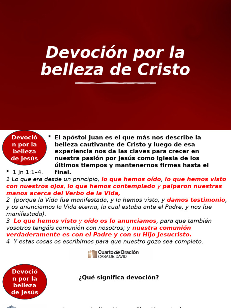 Devoción Por La Belleza de Cristo | PDF | eucaristía | Cristo (título)