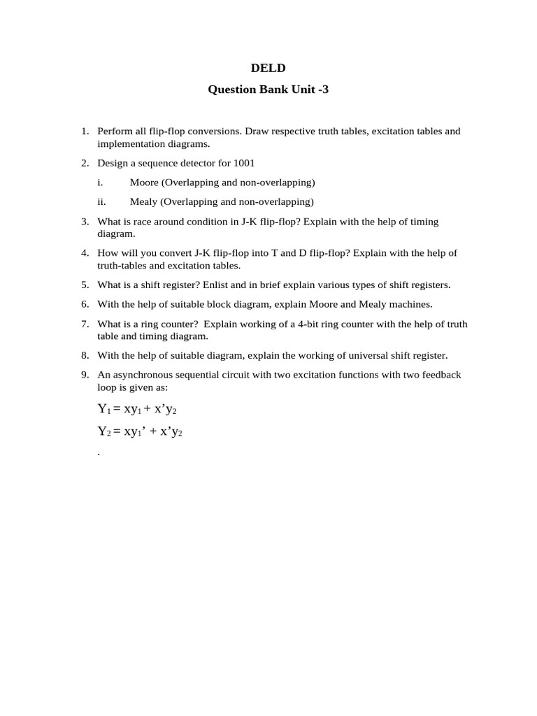 DELD - QuestionBank Unit 3 4 5 6 | PDF | Logic Gate | Digital Electronics