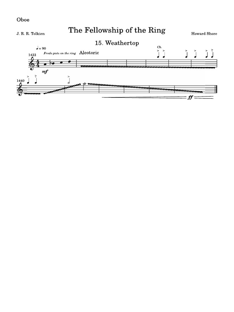 Weathertop - Frodo Puts On The Ring - Oboe | PDF