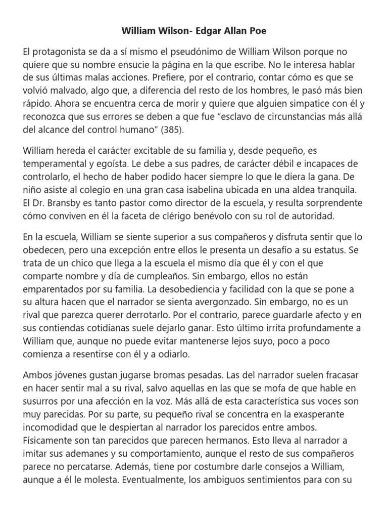 William Wilson Resumen | PDF