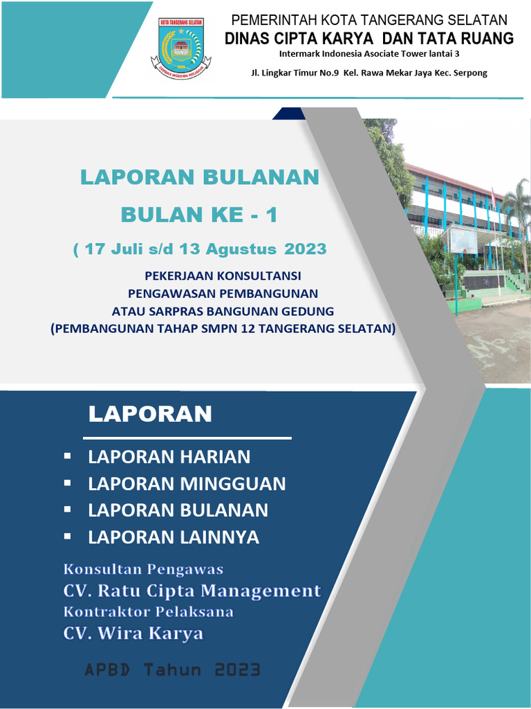 Cover Laporan Bulanan SMPN 12 Tangsel | PDF