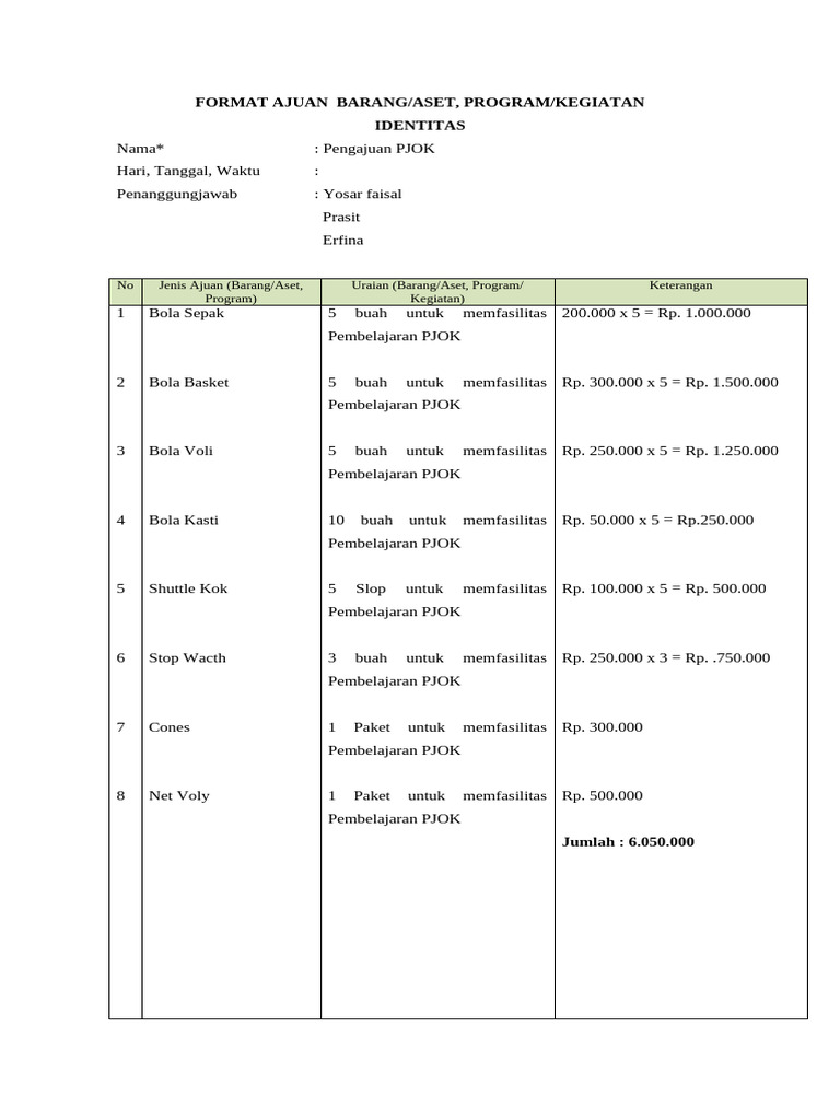 Format Ajuan Barang | PDF